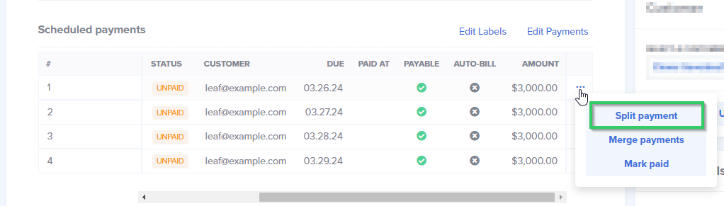 Scheduled Payments: Splitting, Merging, and Marking Payments as “Paid”